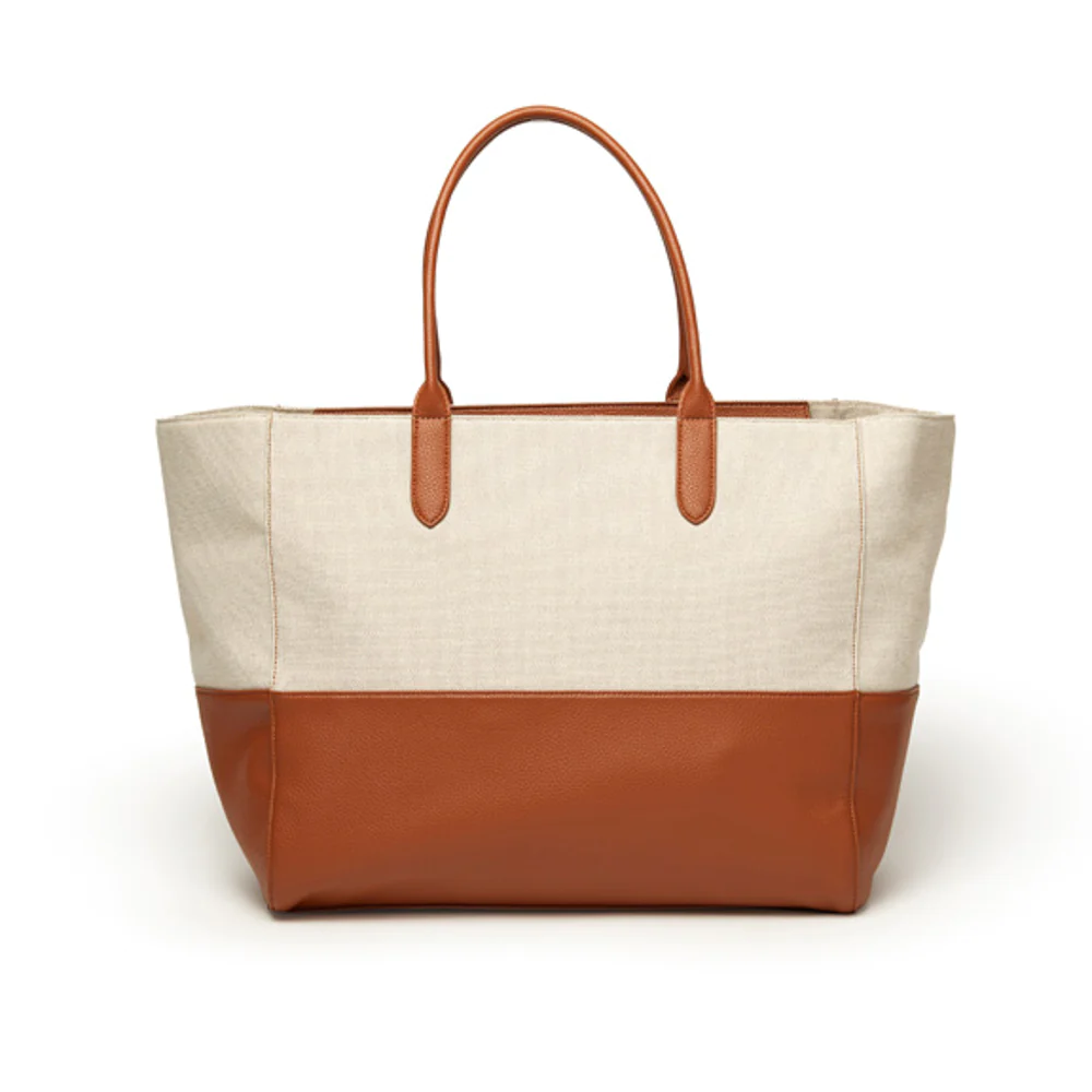 Capri Tote Bag With Pouch - BROWN